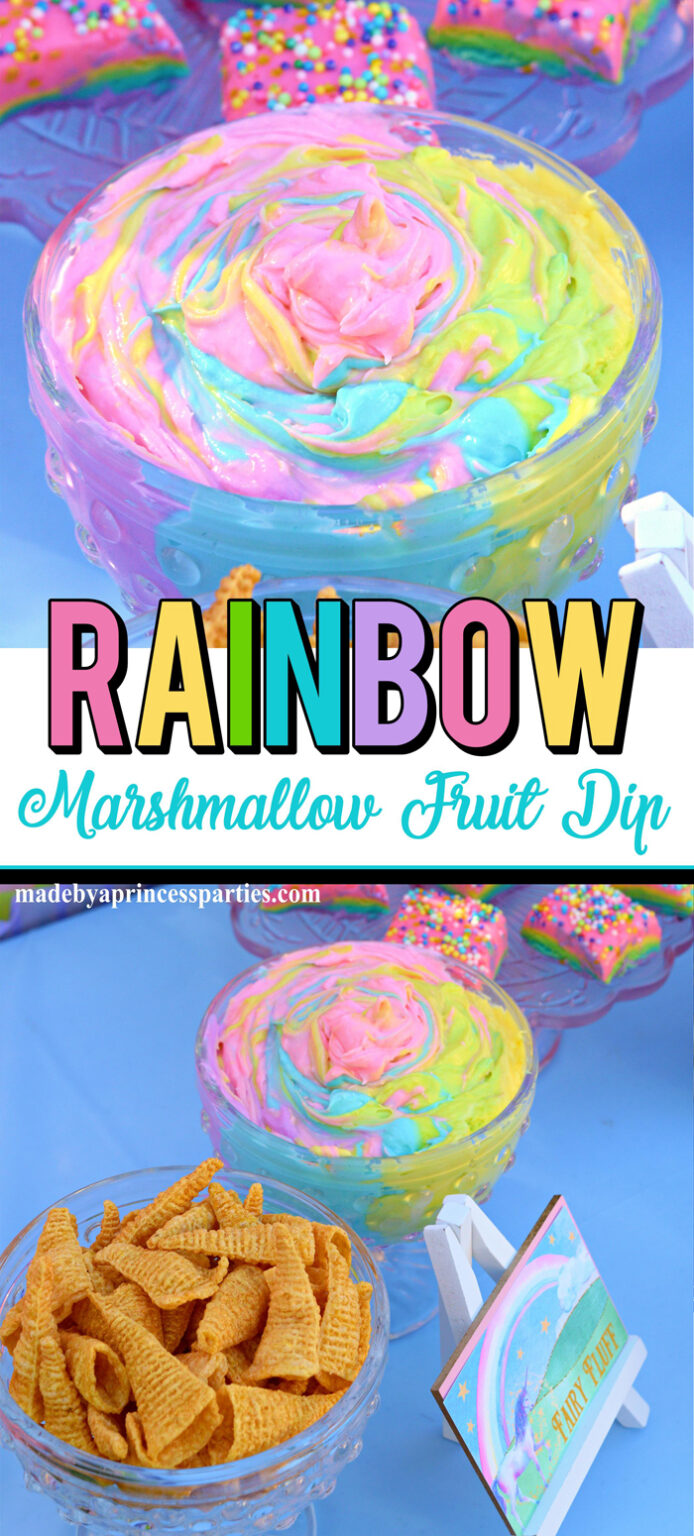 Unicorn Party Rainbow Marshmallow Cream Cheese Fruit Dip Recipe